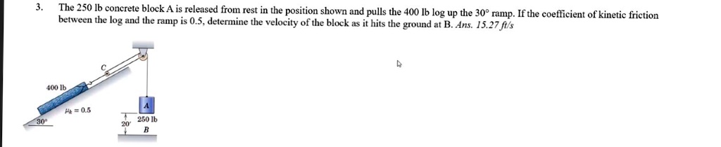 The 250 lb concrete block A is released from rest in the position shown ...