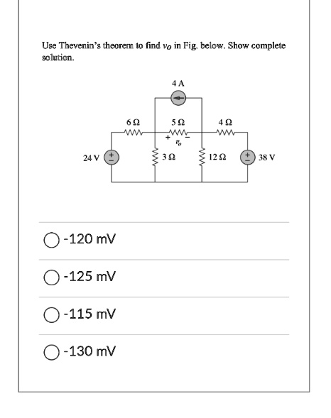 SOLVED: Help to solve the problem, By using Thevenin's Theorem, Thanks ...