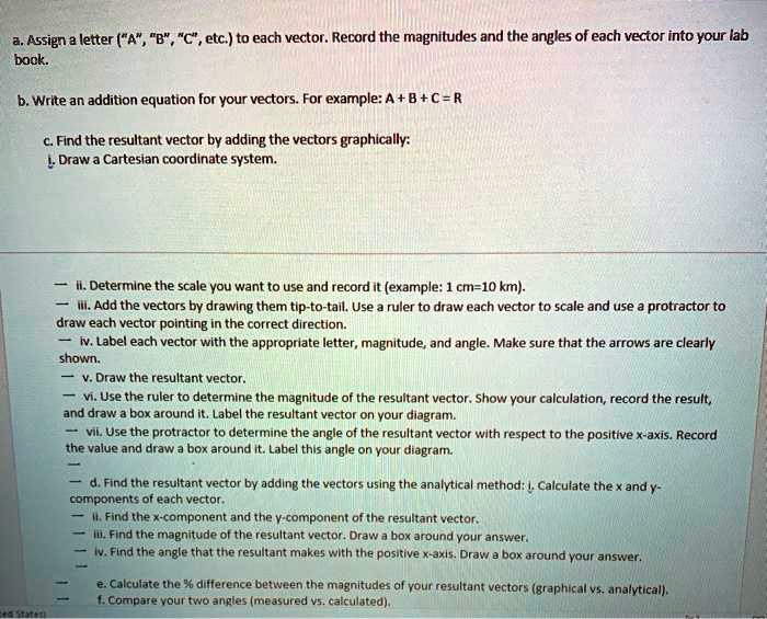 assign letter a b book etc to each vector record the magnitudes and the ...