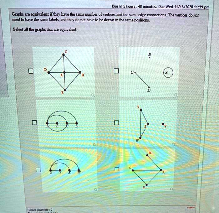 SOLVED:Due in 5 hours, 48 minutes Due Wed 11/18/2020 11:59 pm Graphs ...