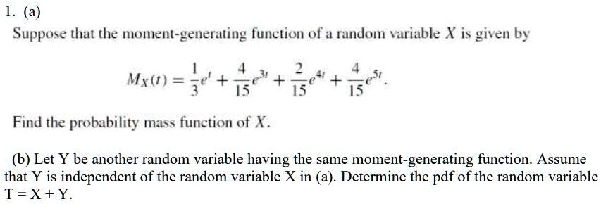 SOLVED: (a) Suppose that the moment-generating function of a random Variable X is given by Ma ...