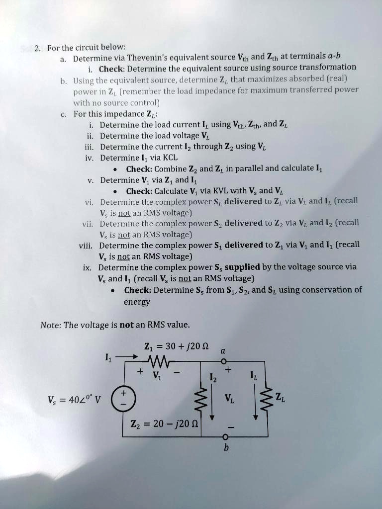 2for the circuit below adetermine via thevenins equivalent source vh ...