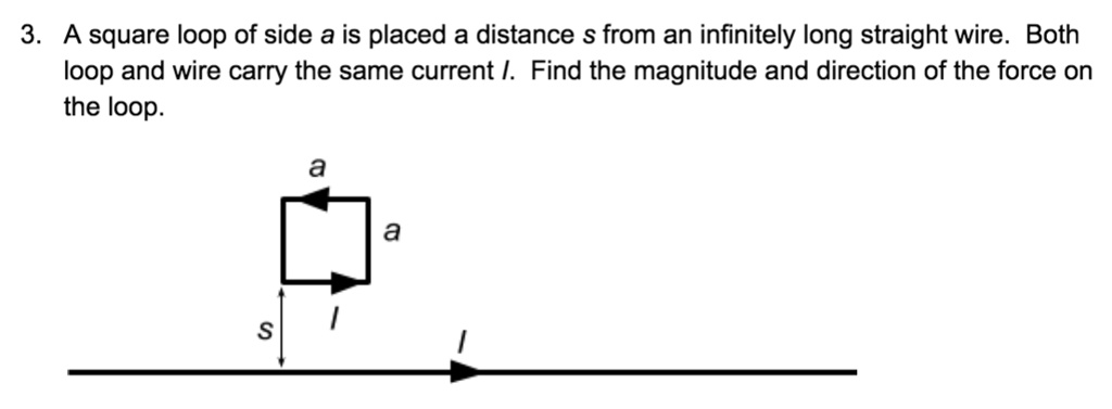 SOLVED: 3 A square loop of side a is placed a distance s from an infinitely long straight wire ...