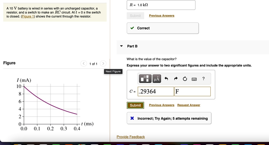 SOLVED: R =1.0 k A 10 V battery is wired in series with an uncharged ...
