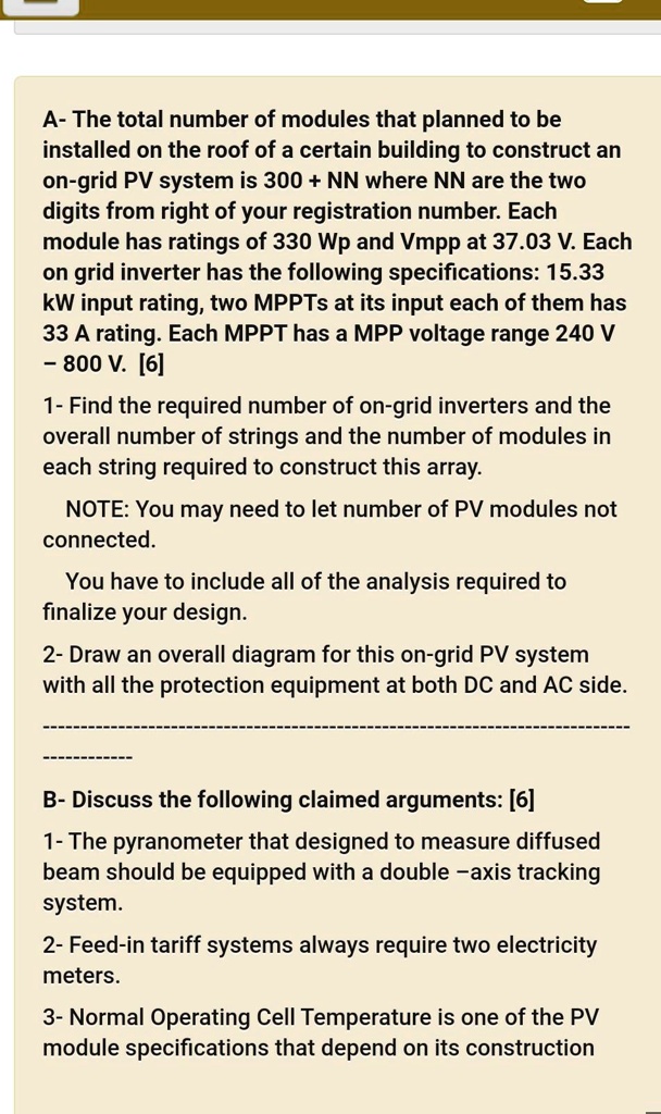 SOLVED: The total number of modules planned to be installed on the roof of a certain building to ...