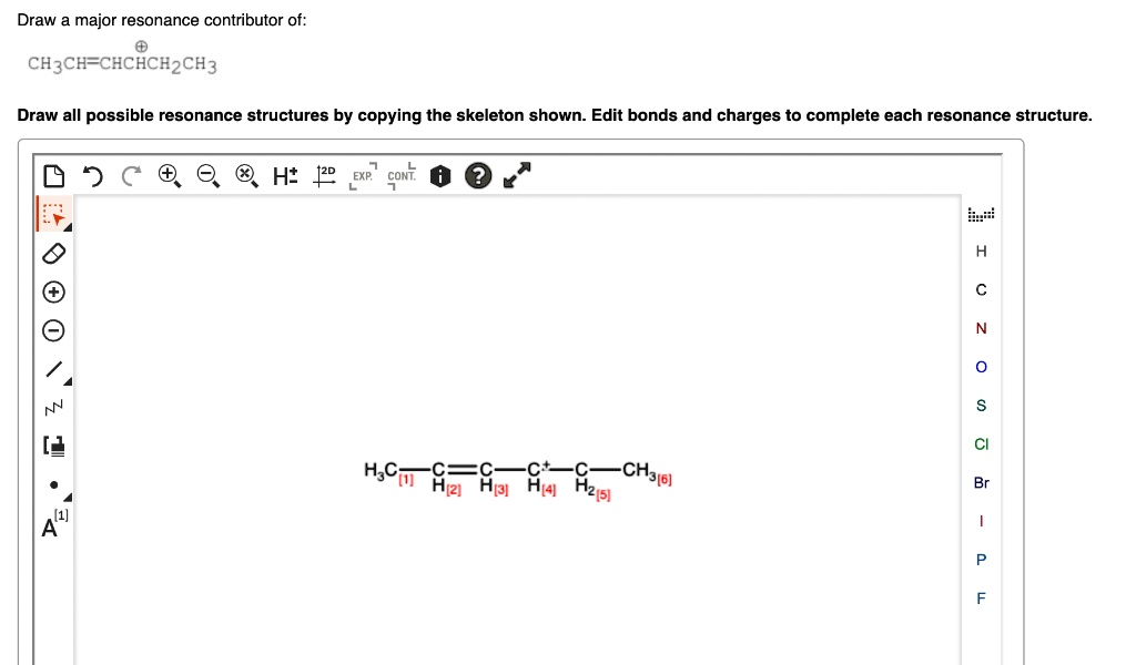 SOLVED: Draw a major resonance contributor of: CH3CH=CHCH2CH3 Draw all possible resonance ...