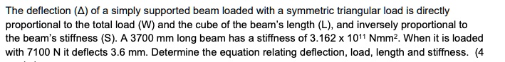 the deflection simply supported beam loaded with symmetric triangular ...