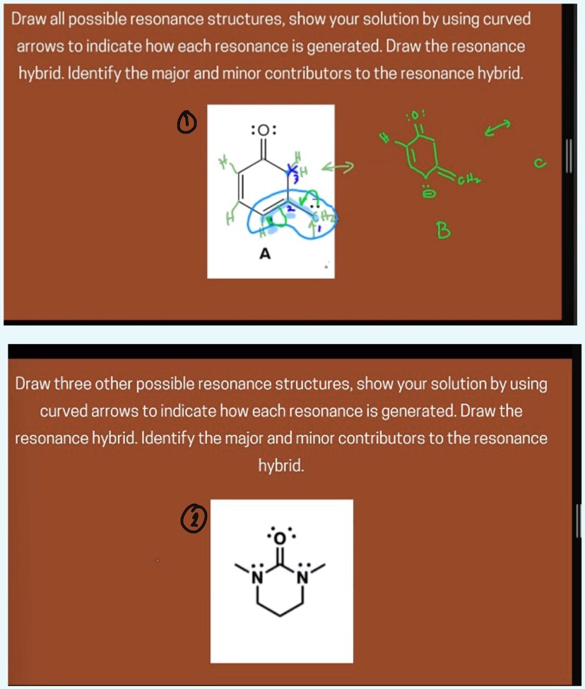 draw all possible resonance structures show your solution by using curved arrows to indicate how ...
