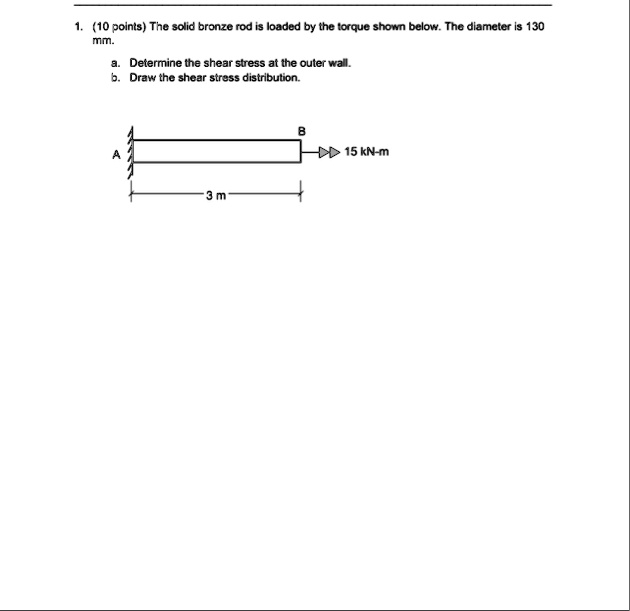 1 10 points the solid bronze rod is loaded by the torque shown below ...