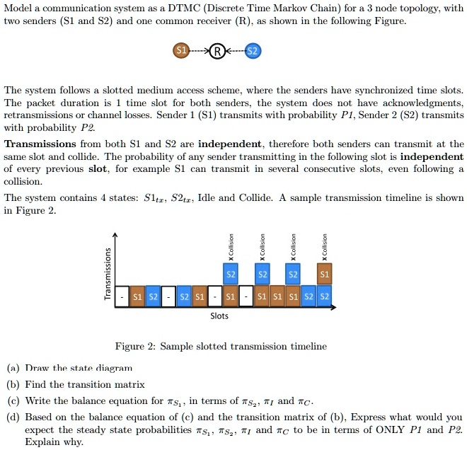 model a communication system as a dtmc discrete time markov chain for a 3 node topology with two ...