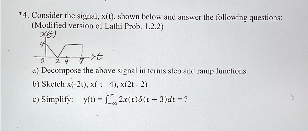 4 consider the signal xt shown below and answer the following questions ...