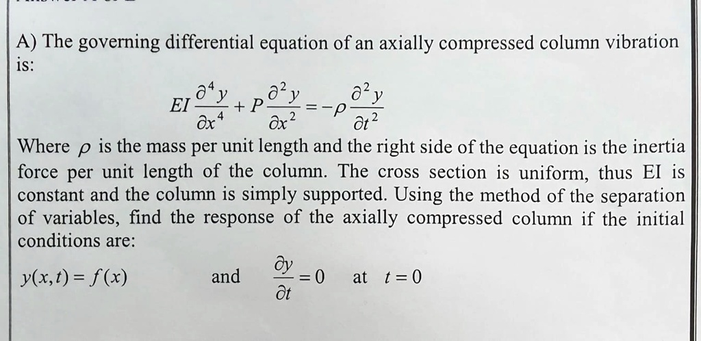 A) The governing differential equation of an axially compressed column ...