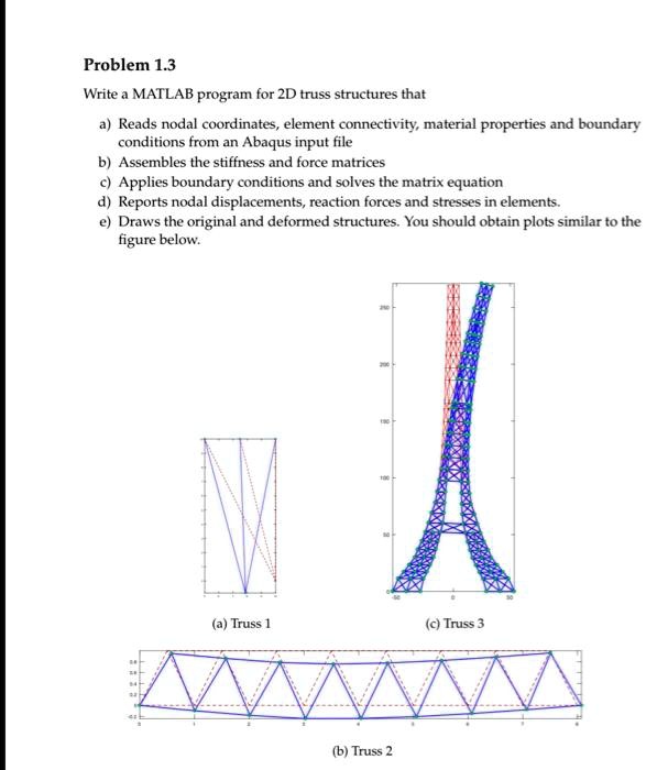 Problem 13 Write A Matlab Program For 2d Truss Structures That Reads Nodal Coordinates Element