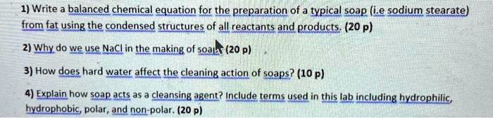 SOLVED: Write a balanced chemical equation for the preparation of a ...