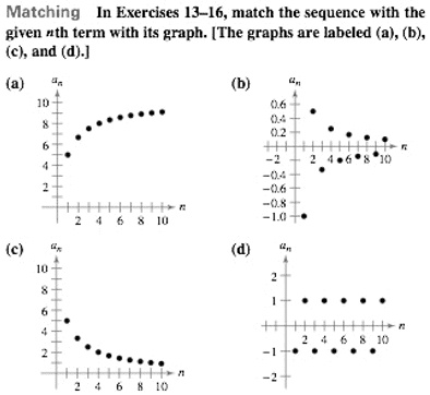 Matching In Exercises 13-16, match the sequence with the given anth term with its graph. [The ...