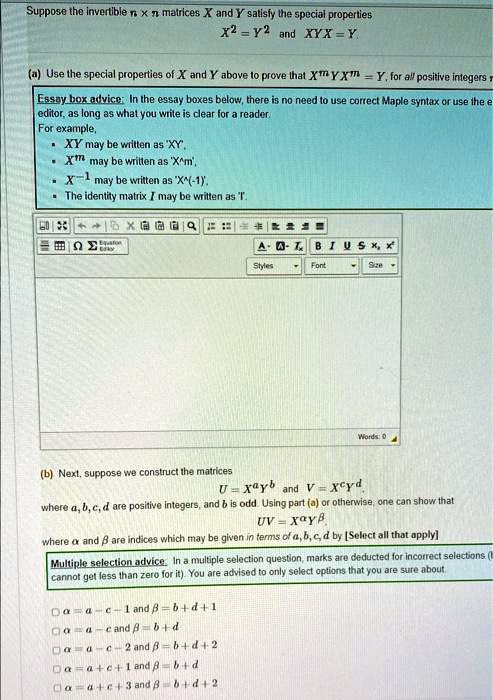 Solved Suppose The Invertible N X N Matrices X And Y Satisfy The Special Properties X2 Y2