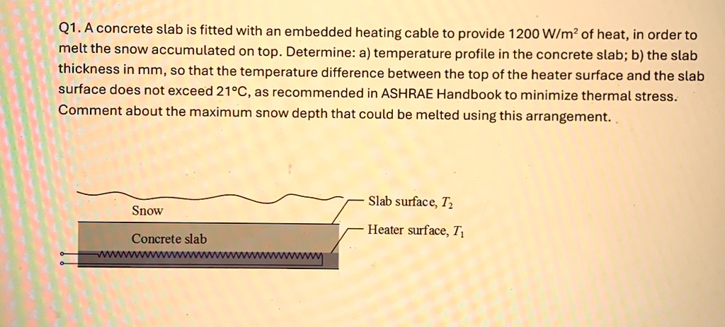 q1 a concrete slab is fitted with an embedded heating cable to provide ...