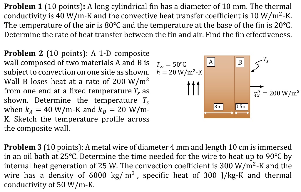 problem 1 10 points a long cylindrical fin has a diameter of 10 mm the ...