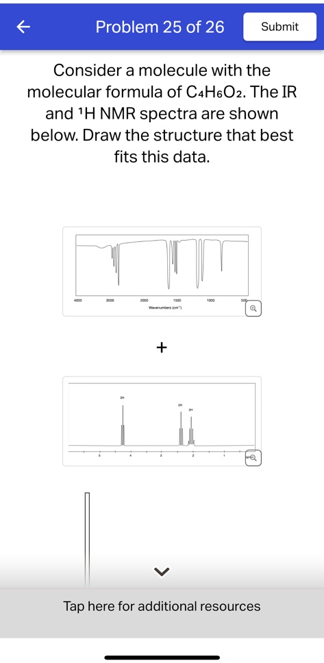 Problem 25 of 26 Submit Consider a molecule with the molecular formula ...