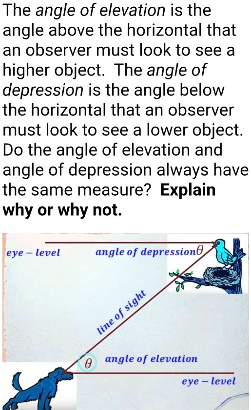 The angle of elevation is the angle above the horizontal that an ...