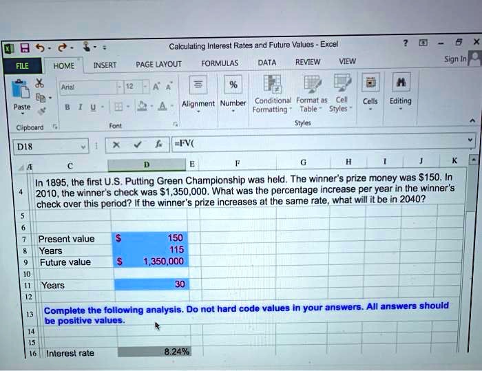 Calculating Interest Rates and Future Values - Excel PAGE LAYOUT ...
