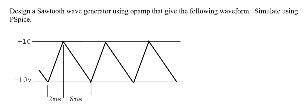 SOLVED: Design a Sawtooth wave generator using an op-amp that gives the following waveform ...