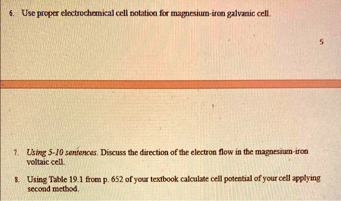 SOLVED: Use proper electrochemical cell notation for a magnesium-iron ...