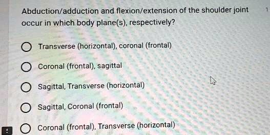 Abduction/adduction and flexion/extension of the shoulder joint occur ...