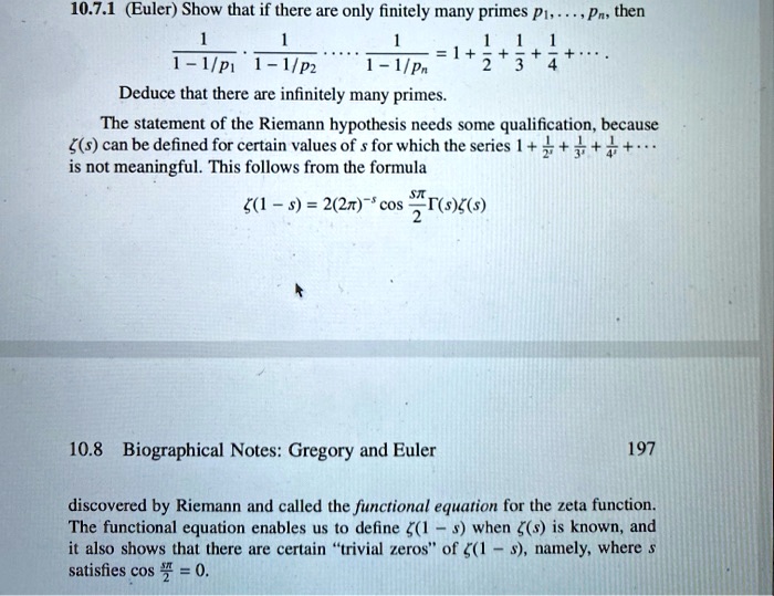 1071 euler show that if ihere are only finitely many primes pi pn then 1 ip1 1 mp2 1 1pn deduce ...