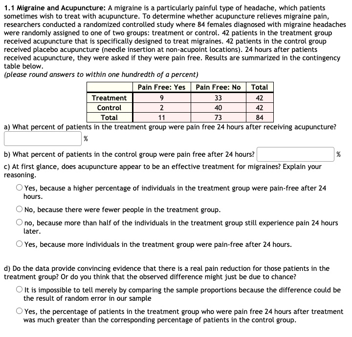 SOLVED: Migraine and Acupuncture: A migraine is a particularly painful ...
