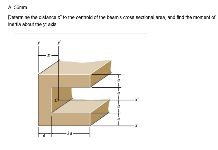 SOLVED: A = 56 mm Determine the distance x to the centroid of the beam's cross-sectional area ...