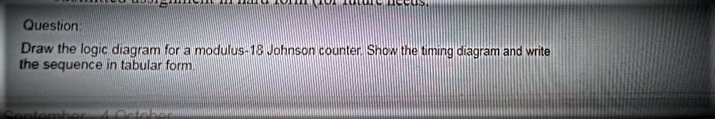 SOLVED: Question 4 Draw the logic diagram for a 3 modulus-5 Johnson ...