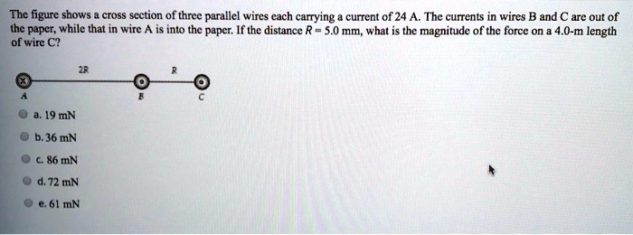 The figure shows a cross section of three parallel wires each carrying ...