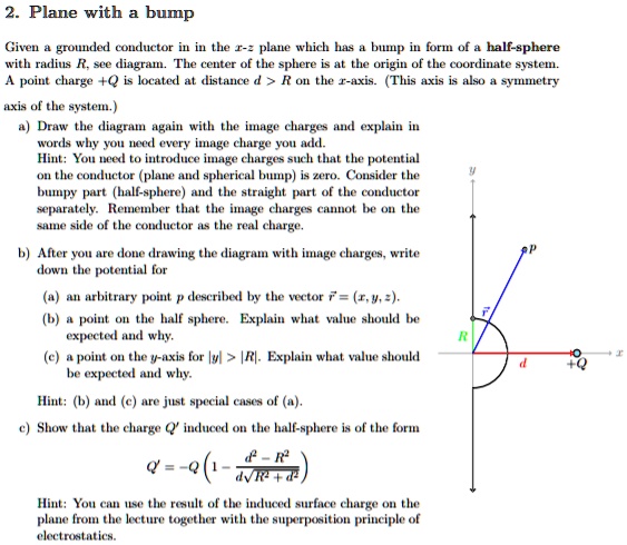 SOLVED: 2. Plane with a bump Given a grounded conductor in in the -z ...
