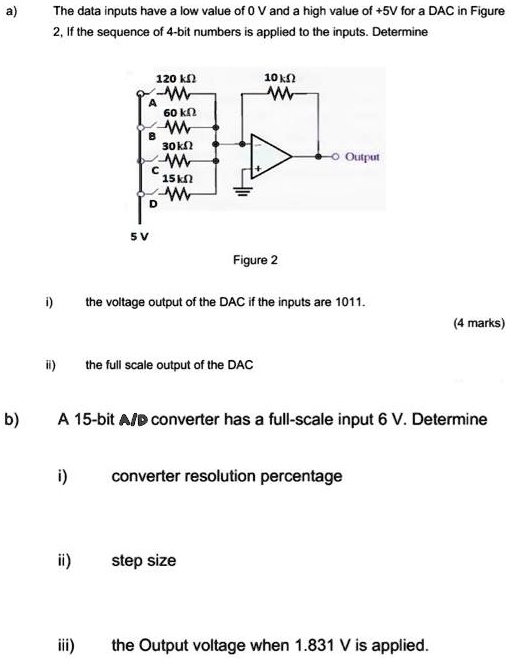 SOLVED: The data inputs have a low value of 0 V and a high value of +5V for a DAC in Figure 2 ...