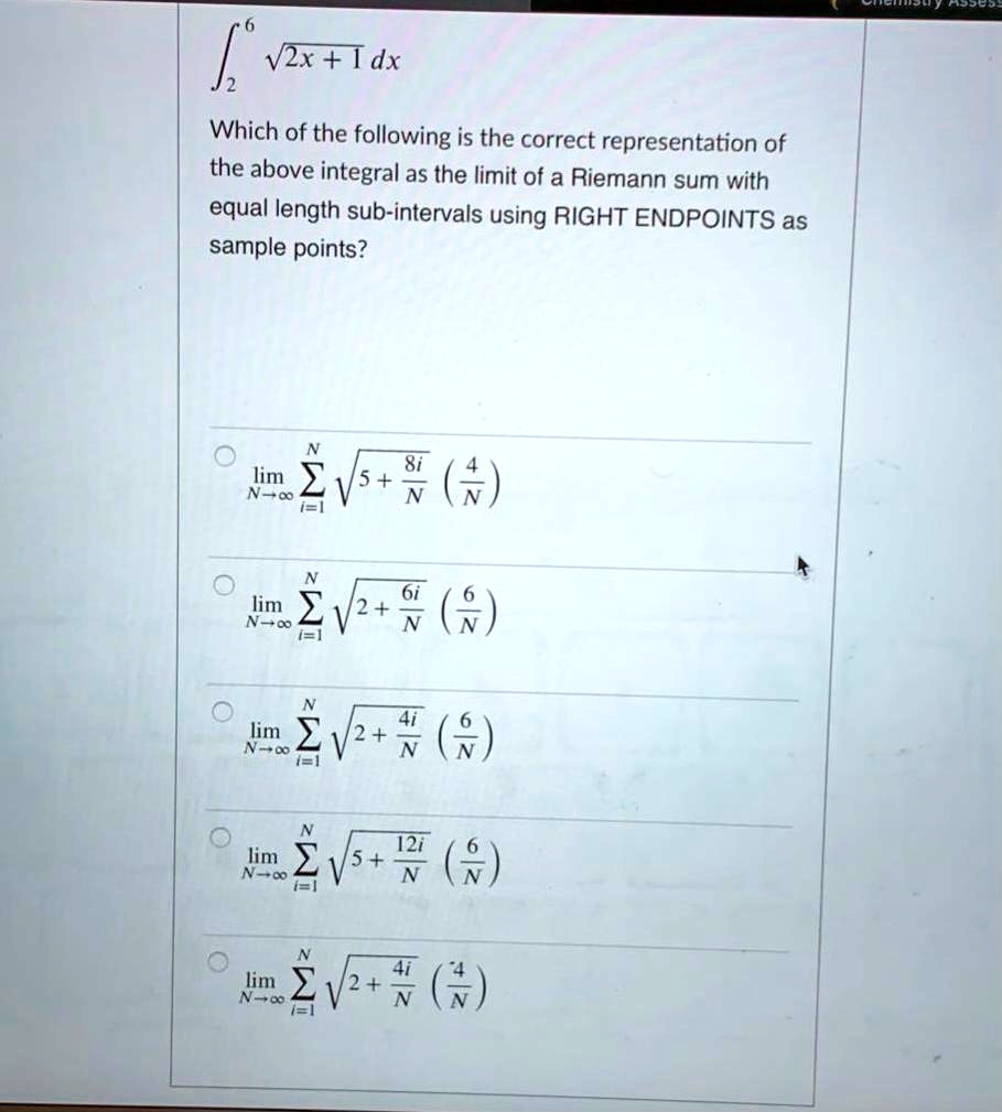 SOLVED: V2x + Tdx Which of the following is the correct representation of the above integral as ...