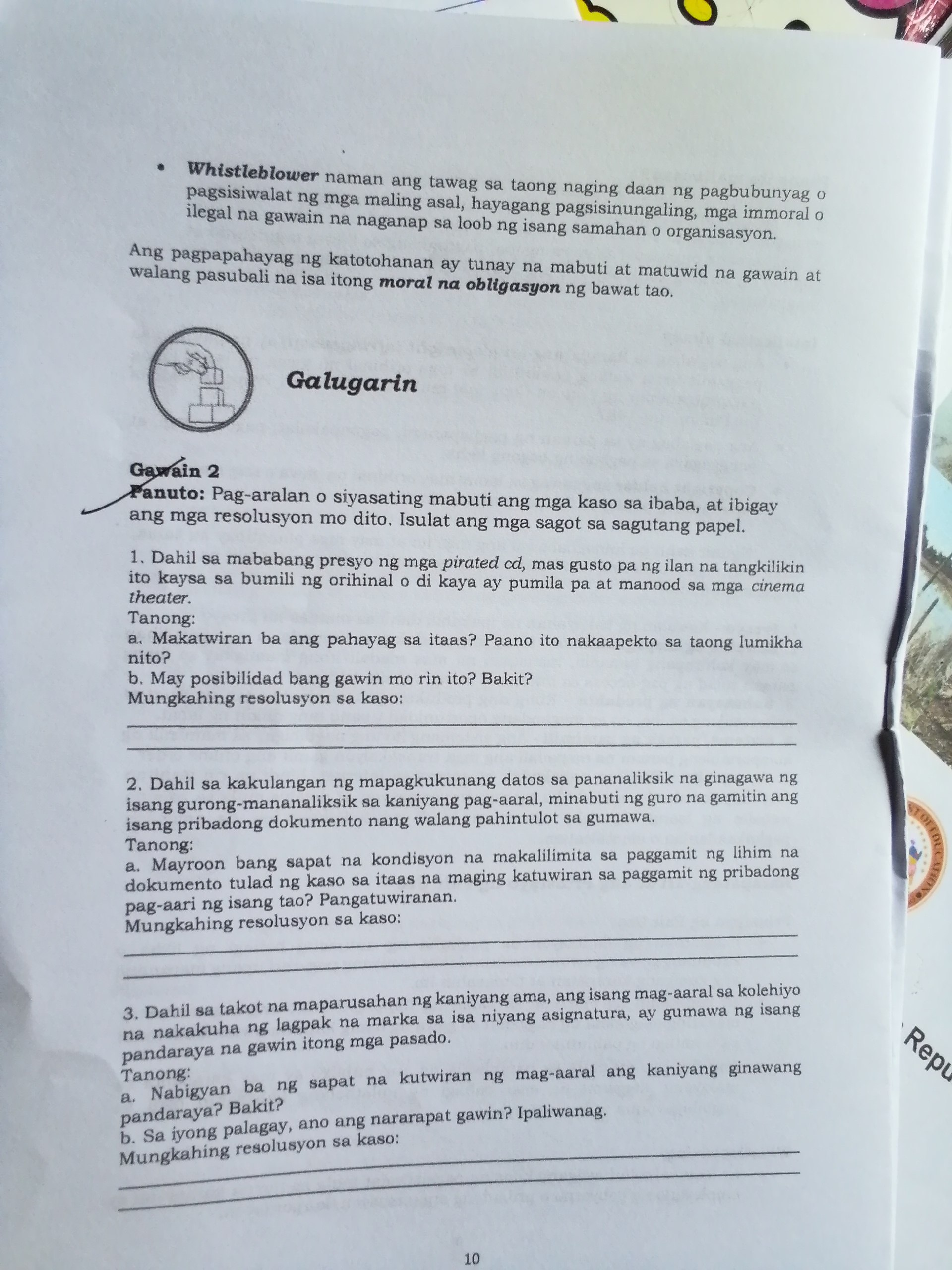 SOLVED: - Whistleblower naman ang tawag sa taong naging daan ng pagbubunyag o pagsisiwalat ng ...
