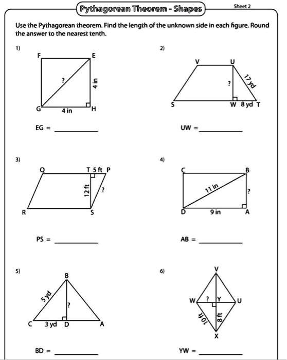 shcti pythagorean theorem shapes use the pythagorean theorem find the length of the unknown side ...