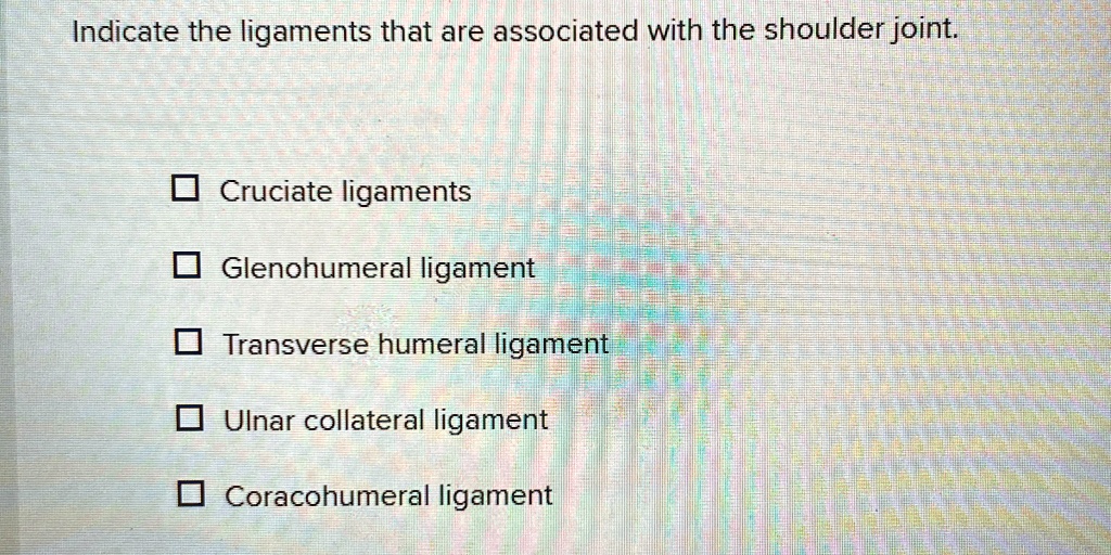 Indicate the ligaments that are associated with the shoulder joint ...