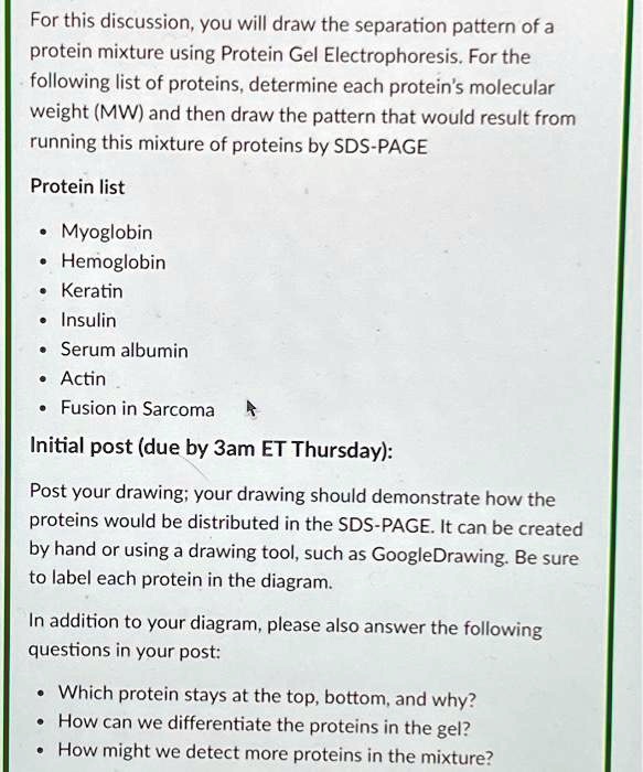 For this discussion, you will draw the separation pattern of a protein ...