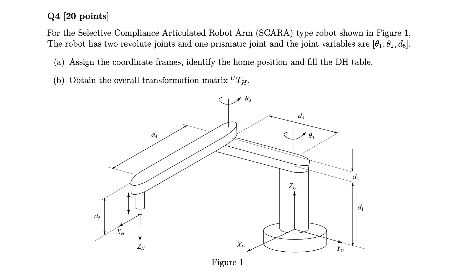 Q4 [20 points] For the Selective Compliance Articulated Robot Arm ...