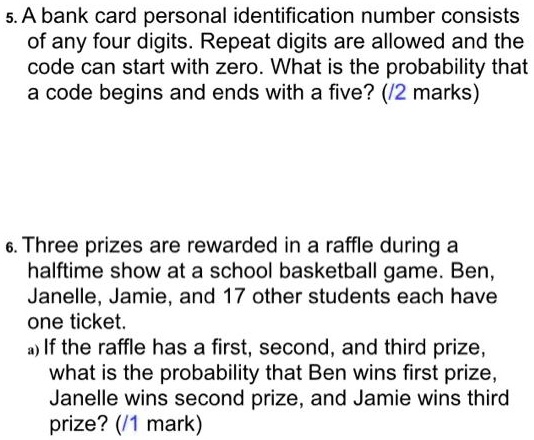 5. A bank card personal identification number consists of any four ...