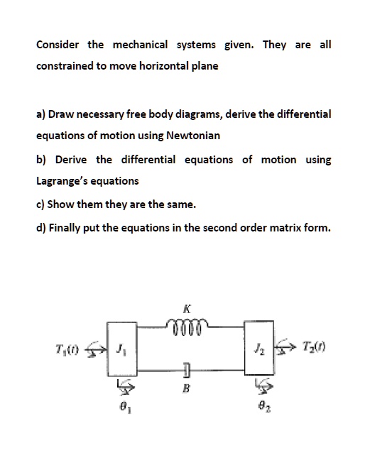 SOLVED: Consider the mechanical systems given. They are all constrained to move in a horizontal ...