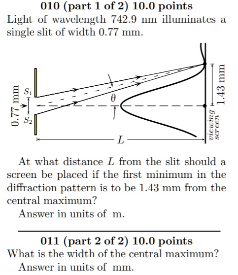 010 part 1 of 2 100 points light of wavelength 7429 nm illuminates ...