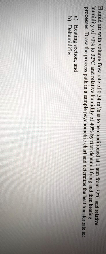 SOLVED: Dehumidifier. Heating section and processes. Draw the process ...