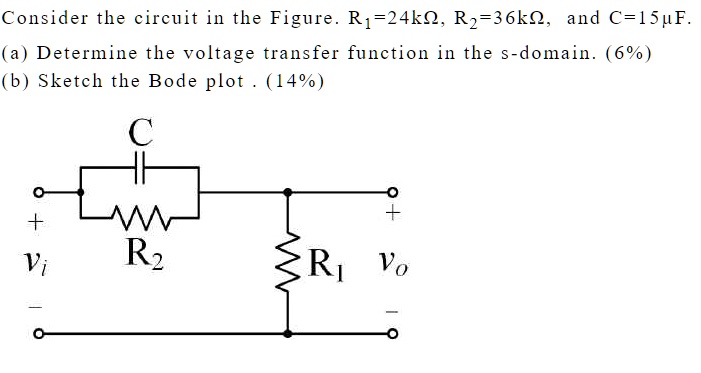 SOLVED: Consider the circuit in the Figure. R = 24kÎ©, R' = 36kÎ©, and C = 15Î¼F. a) Determine ...