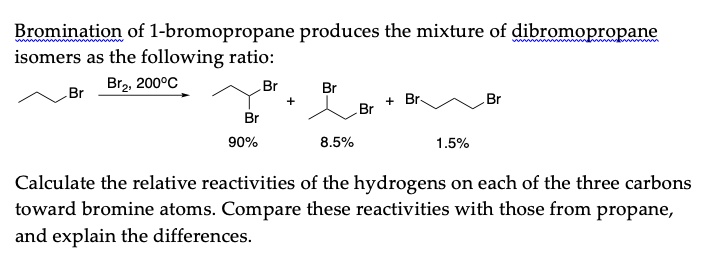 SOLVED: Bromination of 1-bromopropane produces the mixture of ...