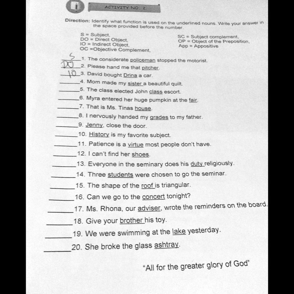 SOLVED: Patulong po sa English module ko po. ACTIVITY No. Direction ...