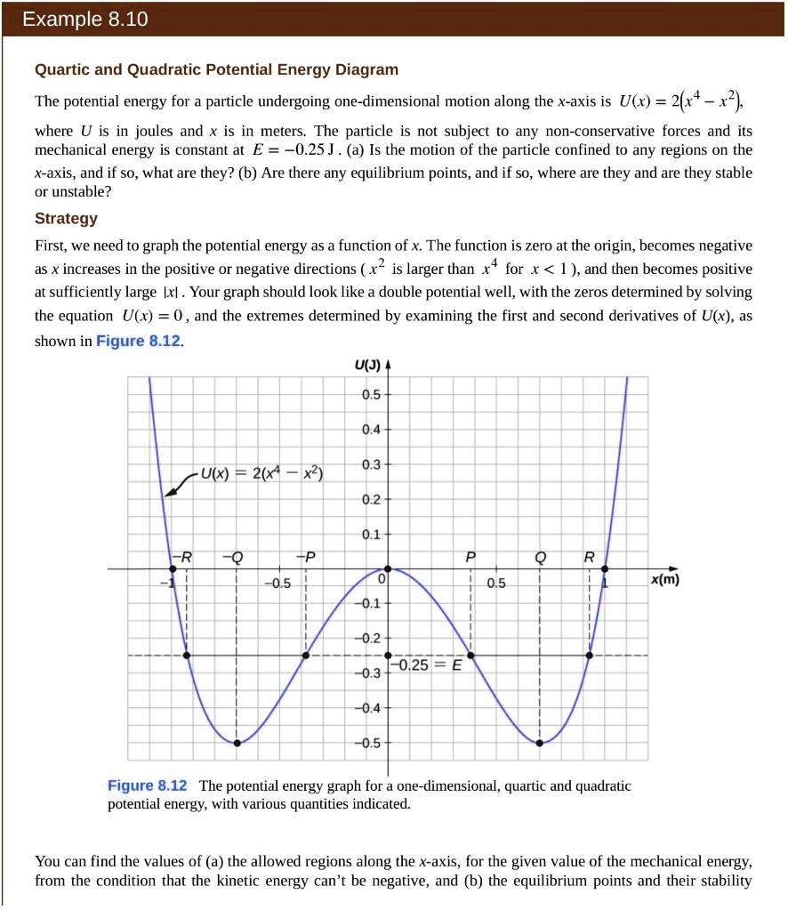 example 810 quartic and quadratic potential energy diagram the ...