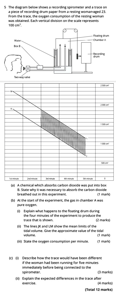 Solved The Diagram Below Shows Recording Spirometer And Trace On Piece
